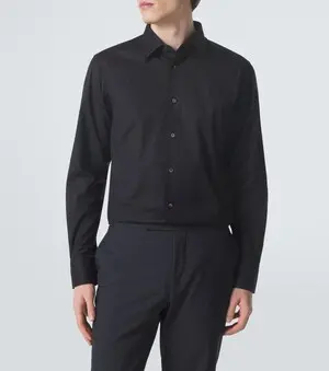Zegna Cotton-blend Poplin Shirt - Black