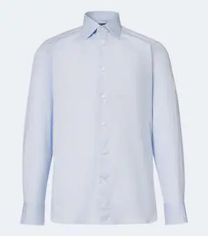 Zegna Cotton-blend Poplin Shirt - Blue