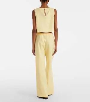 Asceno Aurelia Linen Wide-leg Pants - Yellow