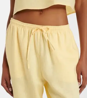 Asceno Aurelia Linen Wide-leg Pants - Yellow
