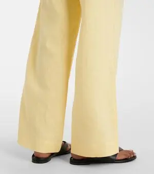 Asceno Aurelia Linen Wide-leg Pants - Yellow