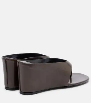 JUDE Yaga Leather Wedge Thong Sandals - Brown