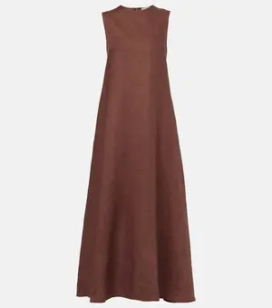 Asceno Tallin Linen Maxi Dress - Brown
