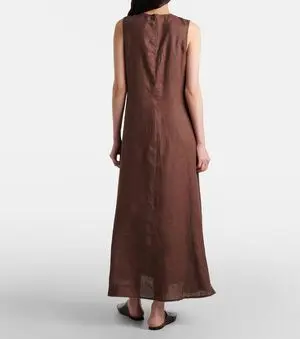 Asceno Tallin Linen Maxi Dress - Brown