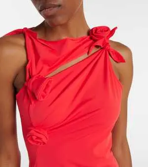 Coperni Floral-applique Asymmetric Jersey Maxi Dress