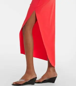 Coperni Floral-applique Asymmetric Jersey Maxi Dress