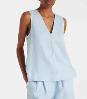 Asceno Manta Linen Top - Blue
