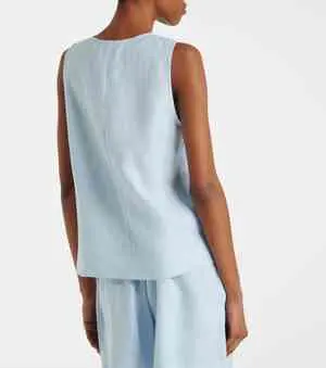 Asceno Manta Linen Top - Blue