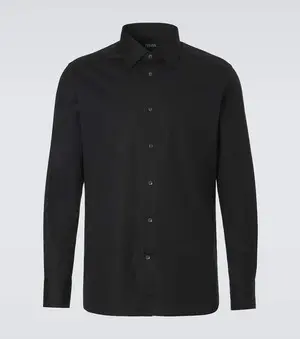 Zegna Cotton-blend Poplin Shirt - Black