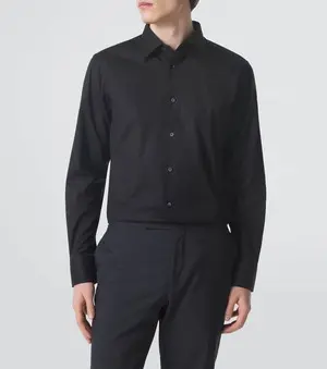 Zegna Cotton-blend Poplin Shirt - Black