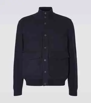 Canali Suede Bomber Jacket - Blue