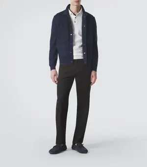 Canali Suede Bomber Jacket - Blue