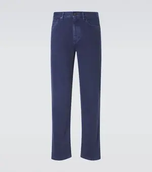 Zegna Roccia Slim Fit Cotton Jeans - Blue