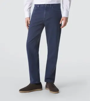 Zegna Roccia Slim Fit Cotton Jeans - Blue