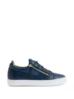 GIUSEPPE ZANOTTI Crocodile-effect Zip Sneakers - Blue