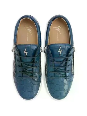 GIUSEPPE ZANOTTI Crocodile-effect Zip Sneakers - Blue