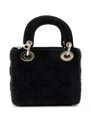 Dior Lady Cannage Quilt Velvet Chain Bag With Crystal Charms