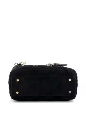Dior Lady Cannage Quilt Velvet Chain Bag With Crystal Charms