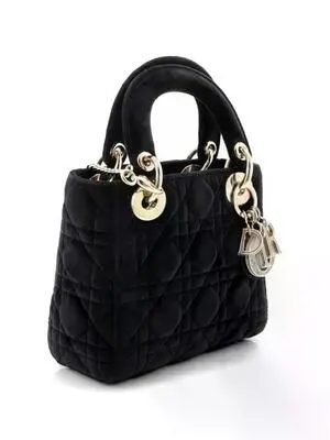 Dior Lady Cannage Quilt Velvet Chain Bag With Crystal Charms