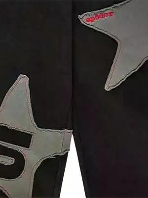 SP5DER Star-motif Wide-leg Track Pants - Black