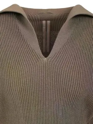 Rick Owens Ribbed V-neck Cropped Sweater - Brown