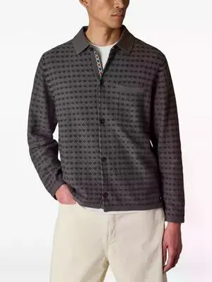 Paul Smith Geo Tile Knitted Cotton Collared Cardigan - Grey