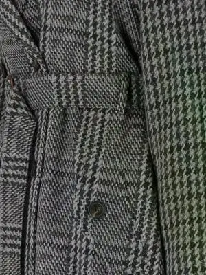 Max Mara Checked Fringed Coat - Grey