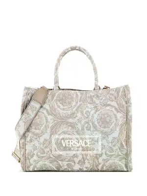 Versace Athena Convertible Barocco Jacquard Medium Tote Bag - Neutrals