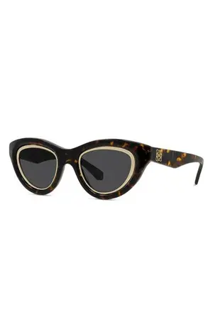 Loewe Anagram 53mm Cat Eye Sunglasses - Dark Havana/smoke