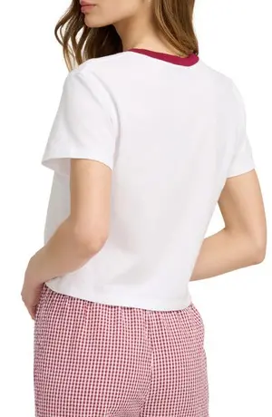 FAVORITE DAUGHTER Signature Crop Graphic T-shirt - Off White/raspberry