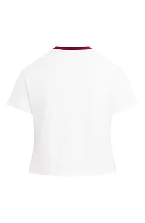 FAVORITE DAUGHTER Signature Crop Graphic T-shirt - Off White/raspberry