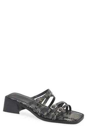 JUSTINE CLENQUET Andie Python Embossed Sandal - Beige Python