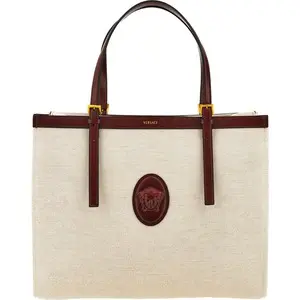 Versace Large Rivière Canvas Tote - Beige Palisandro/gold