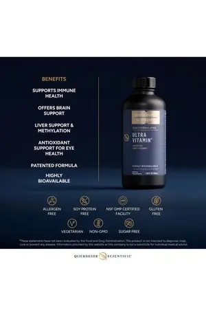 QUICKSILVER SCIENTIFIC Liposomal Ultra Vitamin Liquid Multivitamin With Antioxidant Support