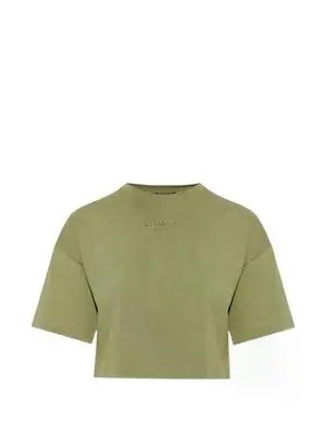 Balmain Logo Cropped T-shirt - Green