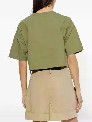 Balmain Logo Cropped T-shirt - Green