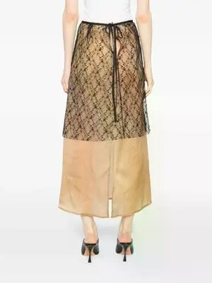 YEAREAST Lace-panel Midi Skirt