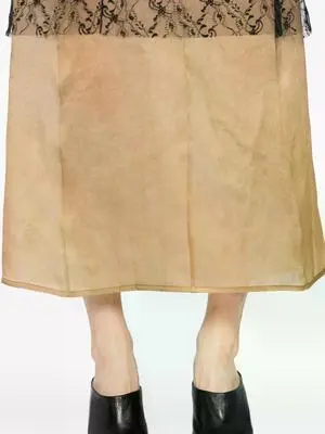 YEAREAST Lace-panel Midi Skirt