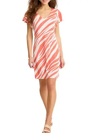 Tommy Bahama Coastal Zebra Stripe Minidress - Peach Gelato