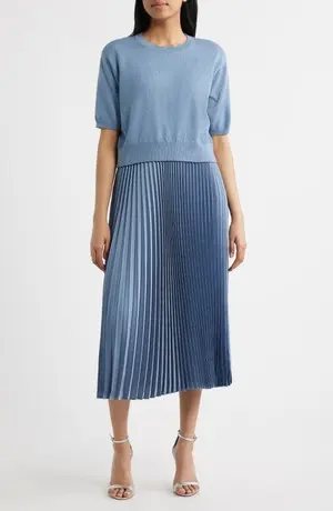CECE DUPRAZ Sweater And Pleated Skirt Two-piece Set - Shadow