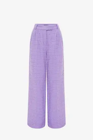 LEO LIN Elisha Tweed Wide Leg Pants