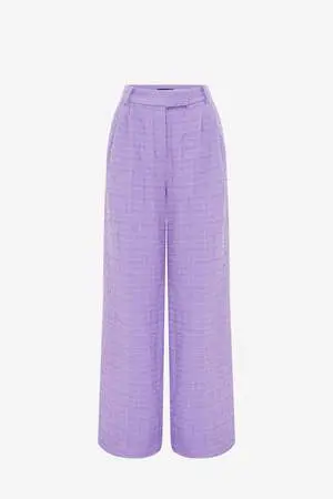 LEO LIN SHOPIFY Elisha Tweed Wide Leg Pants - Violet