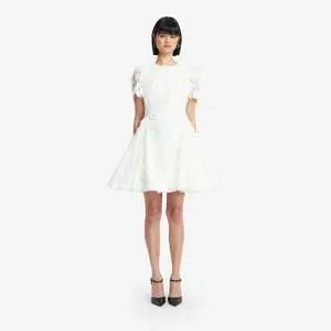 LEO LIN Elyse Lace Short Sleeve Mini Dress - Vanilla