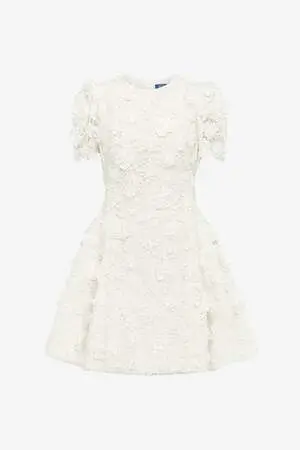 LEO LIN Elyse Lace Short Sleeve Mini Dress - Vanilla