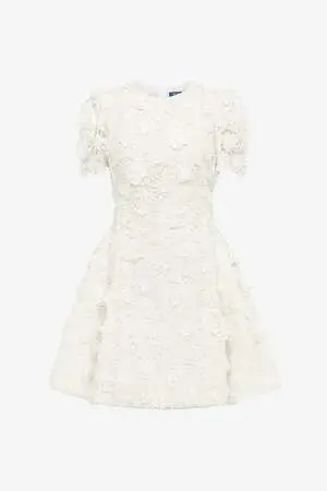 LEO LIN SHOPIFY Elyse Lace Short Sleeve Mini Dress - Vanilla