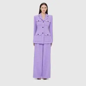LEO LIN Edith Tweed Pocket Blazer