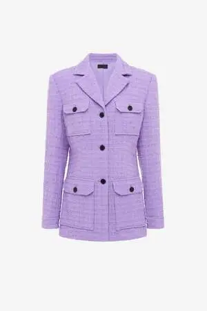 LEO LIN Edith Tweed Pocket Blazer