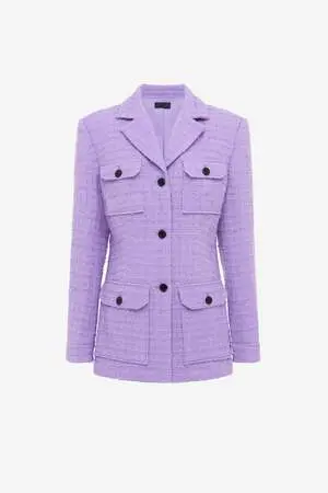 LEO LIN SHOPIFY Edith Tweed Pocket Blazer - Violet