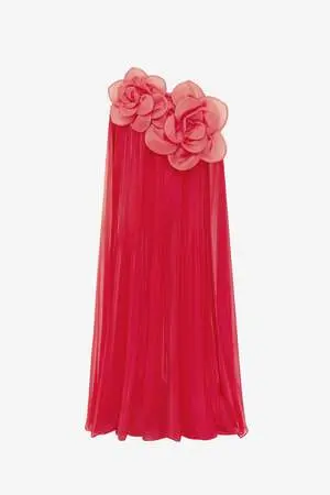 LEO LIN Jaclyn Draped Floor Length Gown - Scarlet