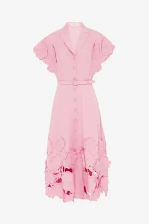 LEO LIN SHOPIFY Aubrey Appliqué Midi Dress - Flamingo